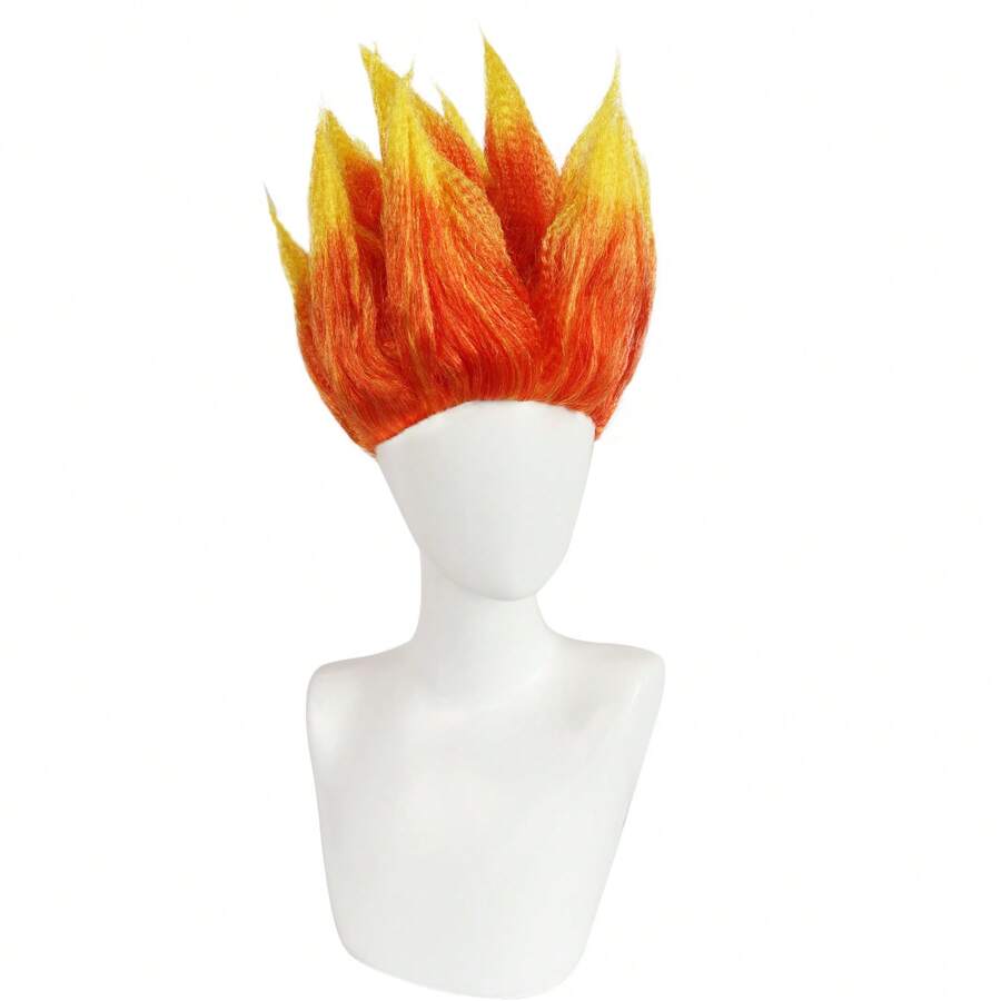 Costume Pointy Wig, Halloween Costume Super Cosplay Red Flame Hair ...