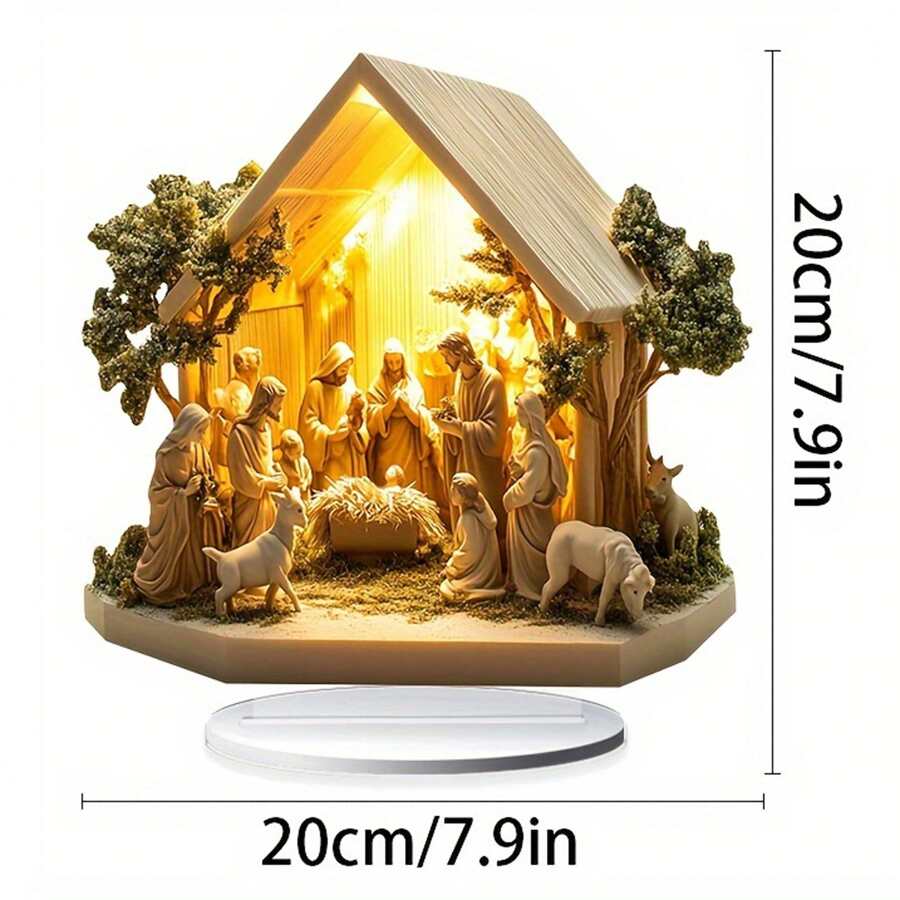 Nativity Scene Ornament Holy Family Jesus Nativity Figurine 2D Acrylic ...