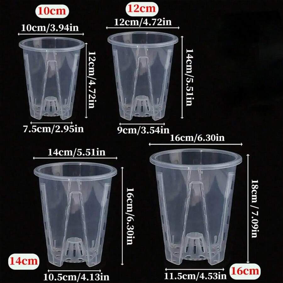 5pcs Clear Plastic Flower Pots, Breathable Hollow Air Column Design ...