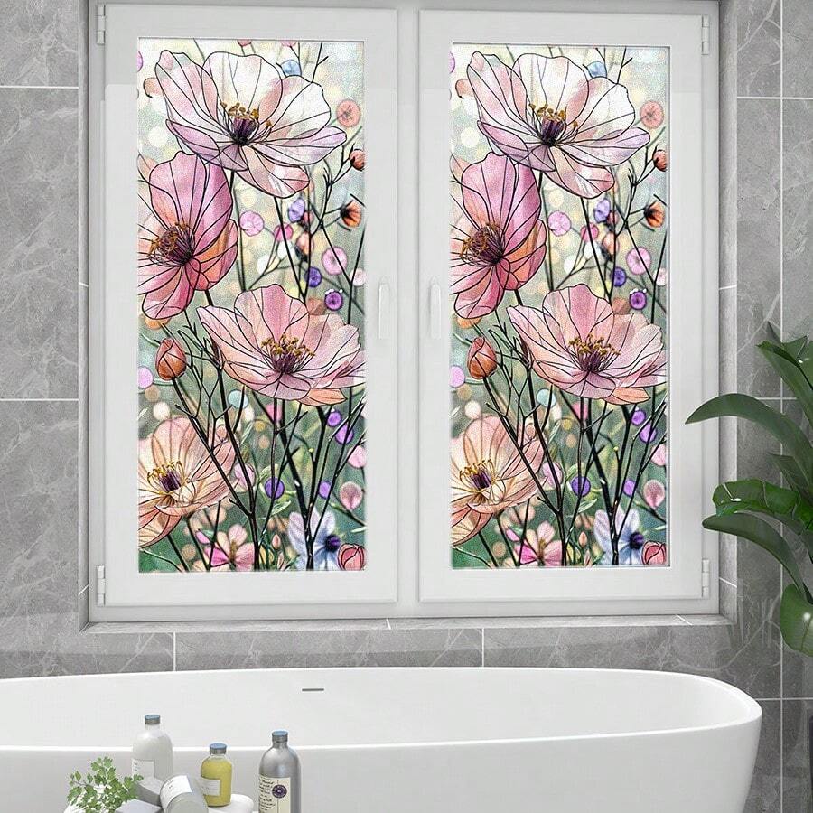 Glass Window Film Privacy Anti-Glare Static Cling Colored Blocks ...