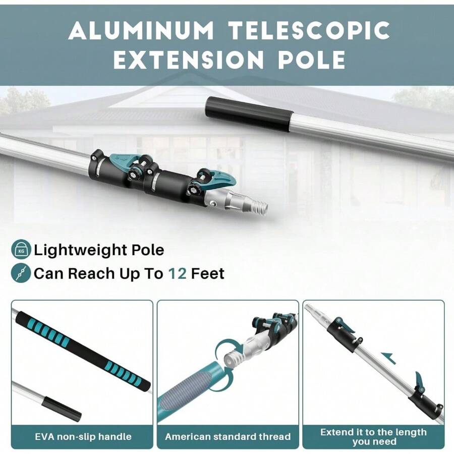 20 Foot High-Reach Duster Kit With 5-12FT Extendable Pole - High ...