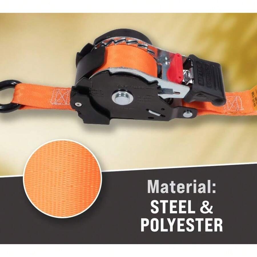 8 Pack Orange Auto Retract NO-RATCHETING Ratchet Straps | 1" X 12 ...