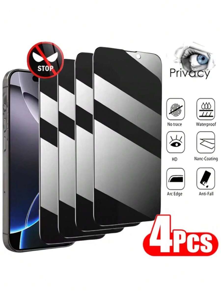 4pcs Privacy Tempered Glass Screen Protector Compatible With IPhone 16 ...