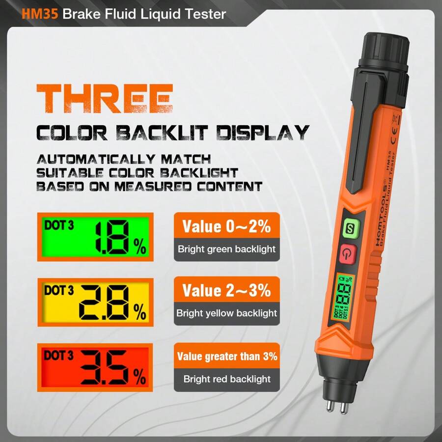 HM35 Brake Fluid Liquid Tester, Supports Multiple Oil Types, Moisture ...