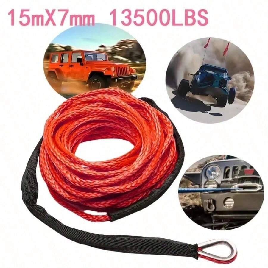Winch Rope String Line Cable With Sheath Synthetic Towing Rope 15mX7mm ...