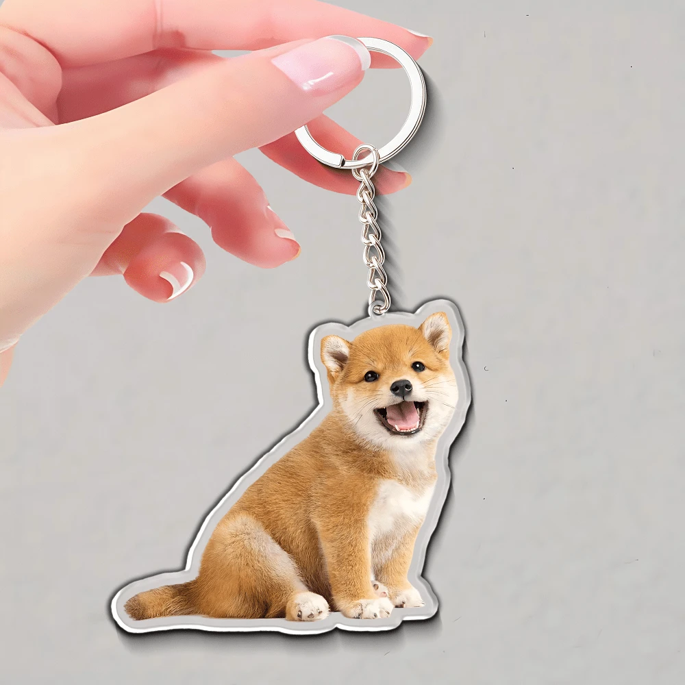 1pc Acrylic Shiba Inu Keychain, Single Funny Animal Themed Transparent ...