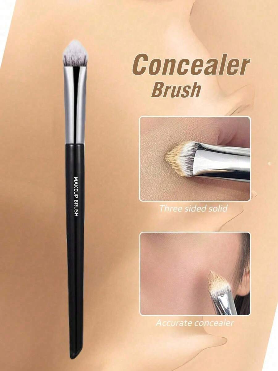 Black Triangular Concealer Brush For Acne, Dark Circles, Tear Troughs ...