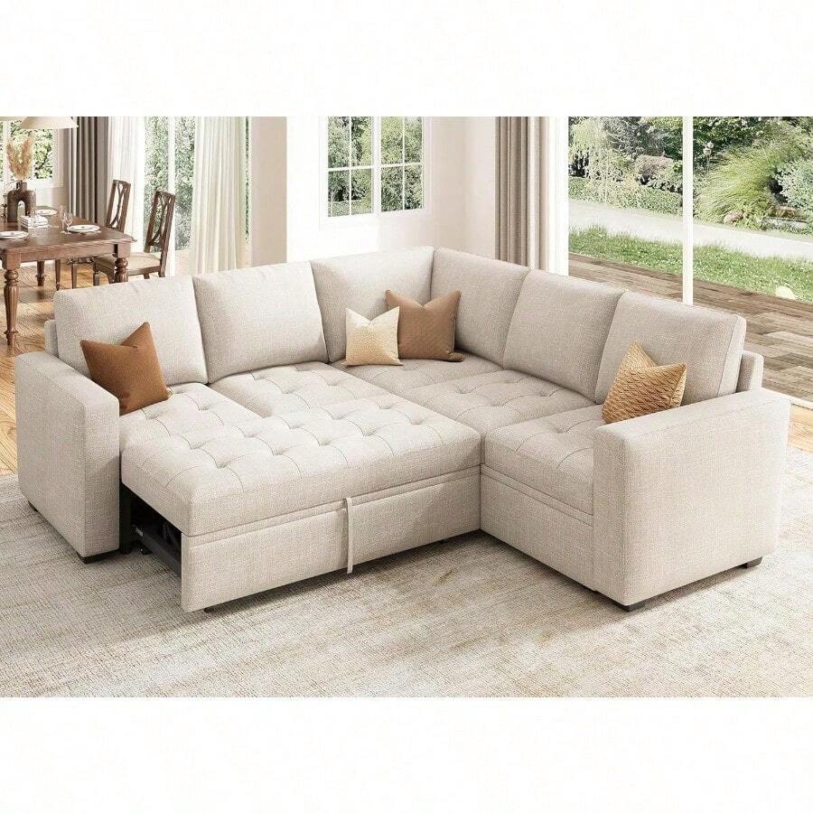 Modular Sectional Sleeper Sofa With Pull Out Bed, Rearrangeable ...