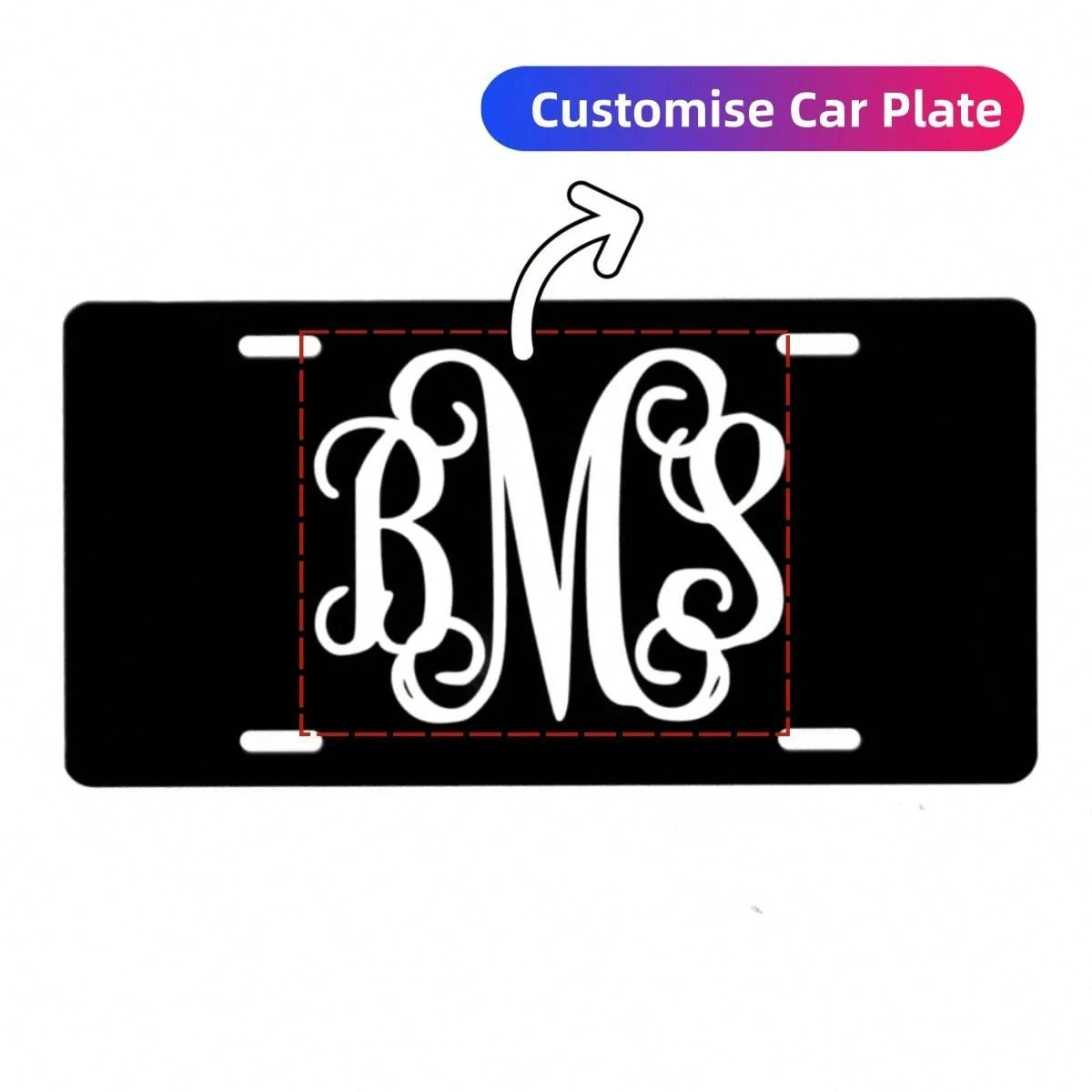 Single Character Black Car License Plate, Black Personalized Name Car ...