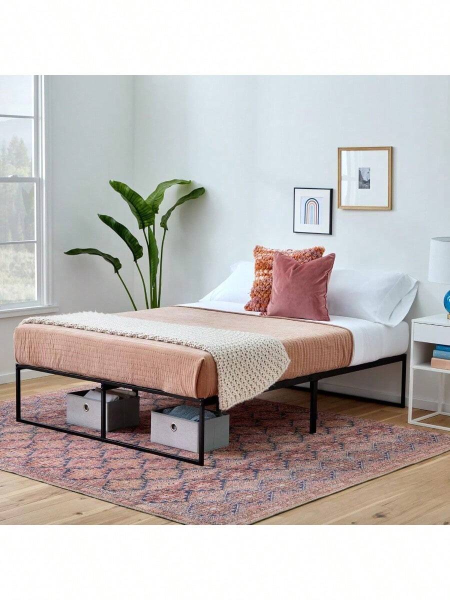 Linenspa Contemporary Bed Frame King Metal Bed Frame With Steel Slats ...
