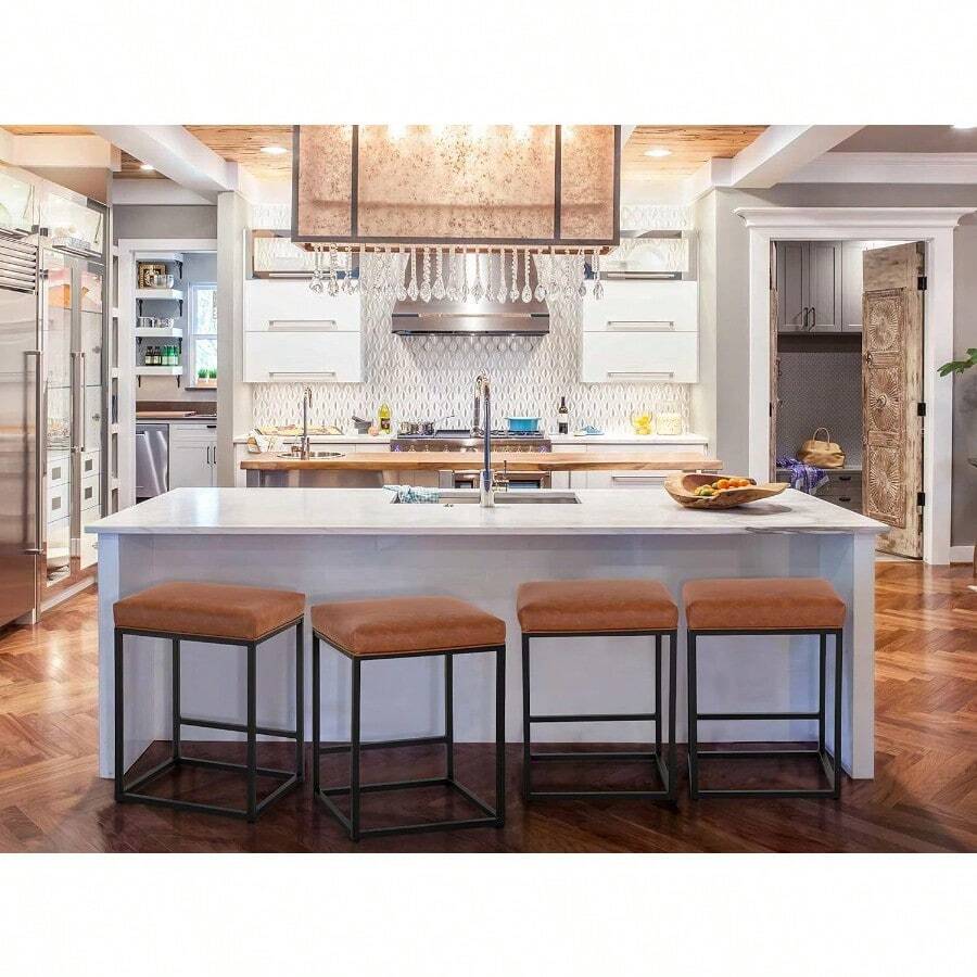 Counter Height 24 Inch Bar Stools Set Of 4 For Kitchen Counter Backless ...