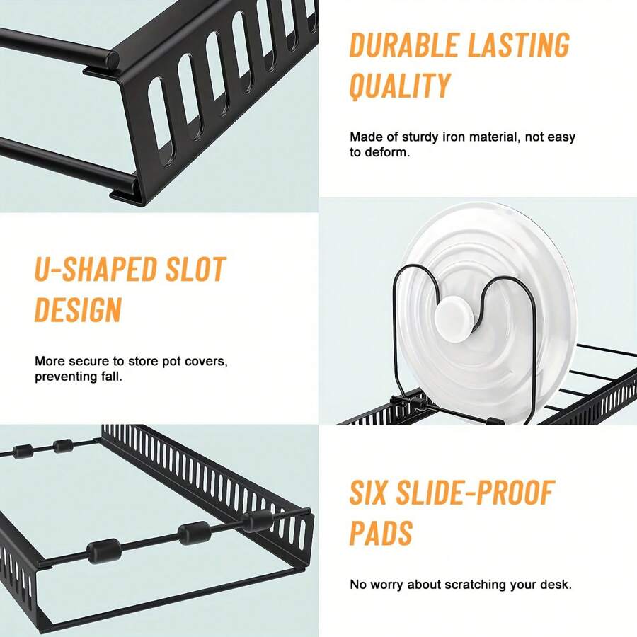 10-Compartment Expandable Pot Lid Rack - Pot Lid Holders For Cabinet ...