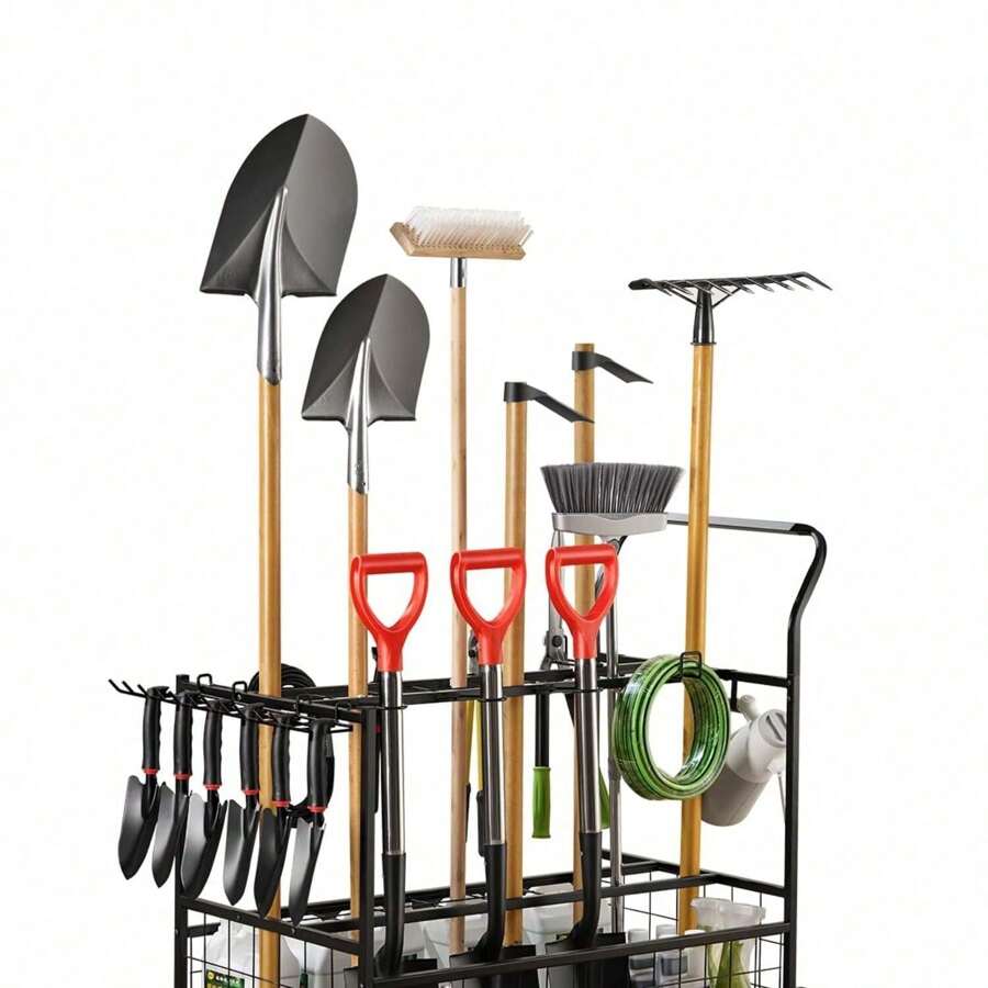 Heavy-Duty Garden Tool Organizer For Garage With 2 Stair-Climbing ...