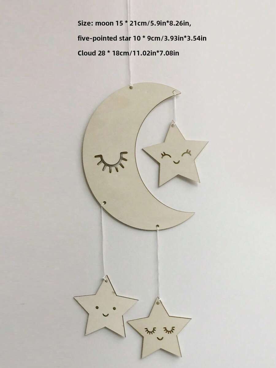 Moon Star Wood DIY Crafts Cutouts - Blank Wooden Moon Star Craft Shapes ...