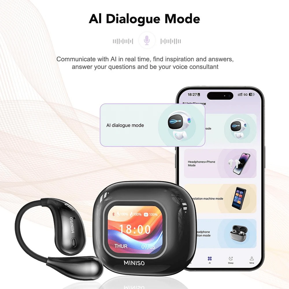 Miniso MINISO M95 Translation True Wireless Open Ear Earbuds 48Hours ...