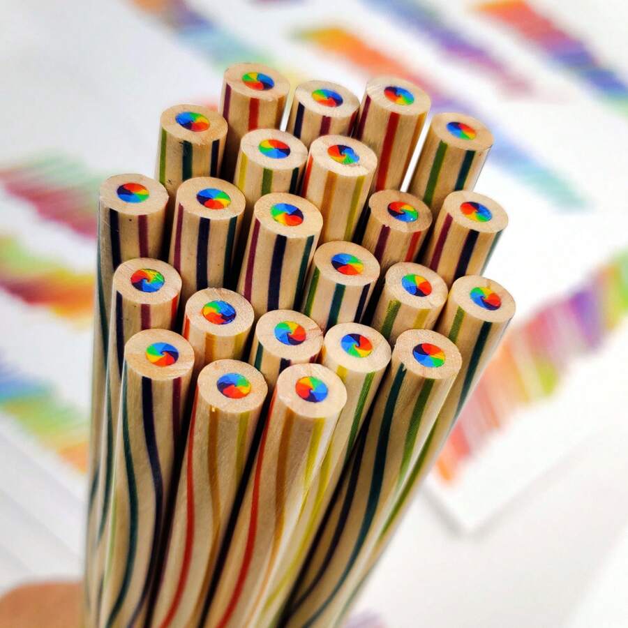 Gradient Rainbow Pencils Painting Seven-Color Core Pen For Pencils Art ...