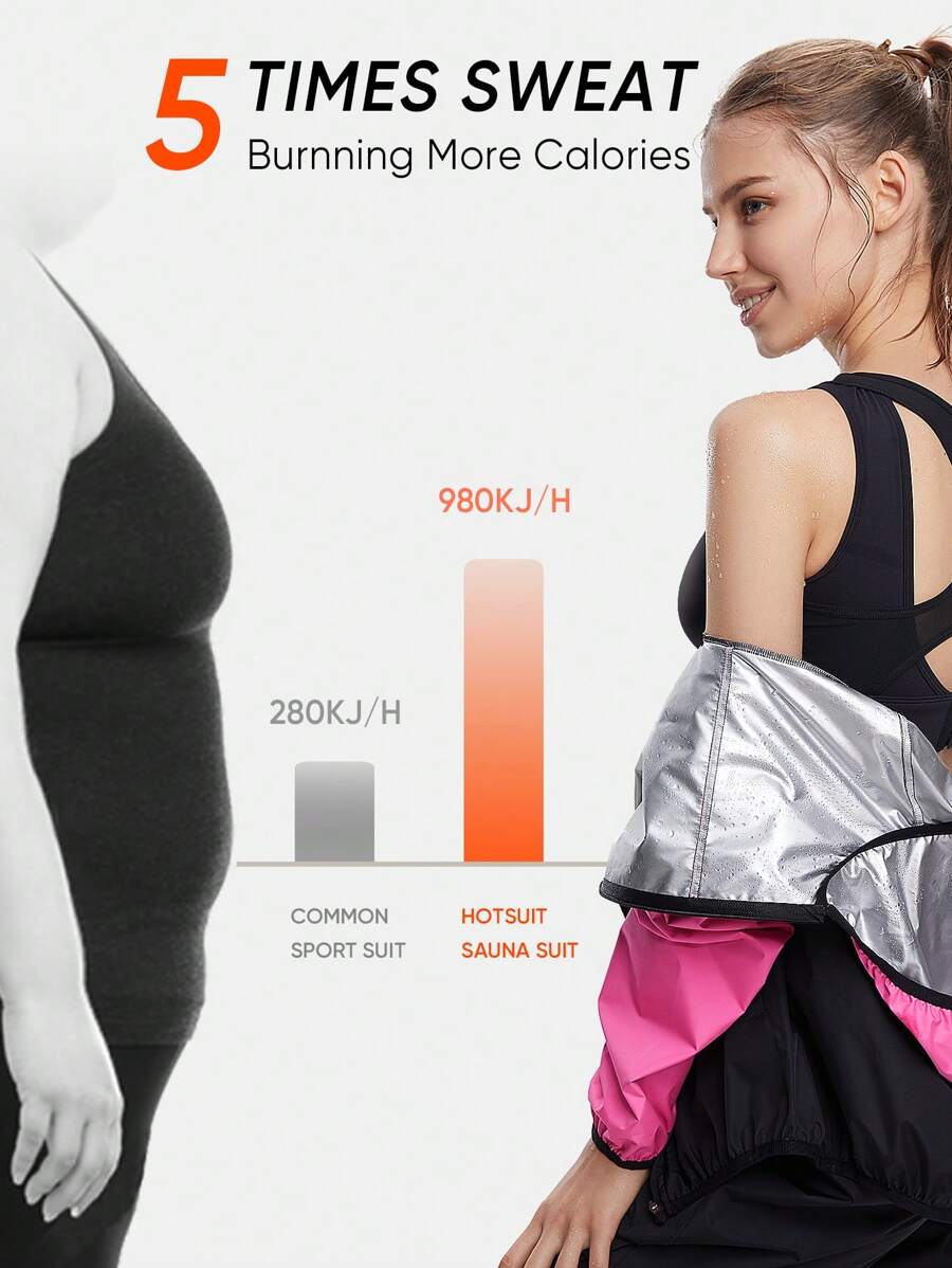 HOTSUIT Sauna Jacket For Women Gym Workout Exercise Zipper Sauna Jacket Pant Full Body Sauna ...