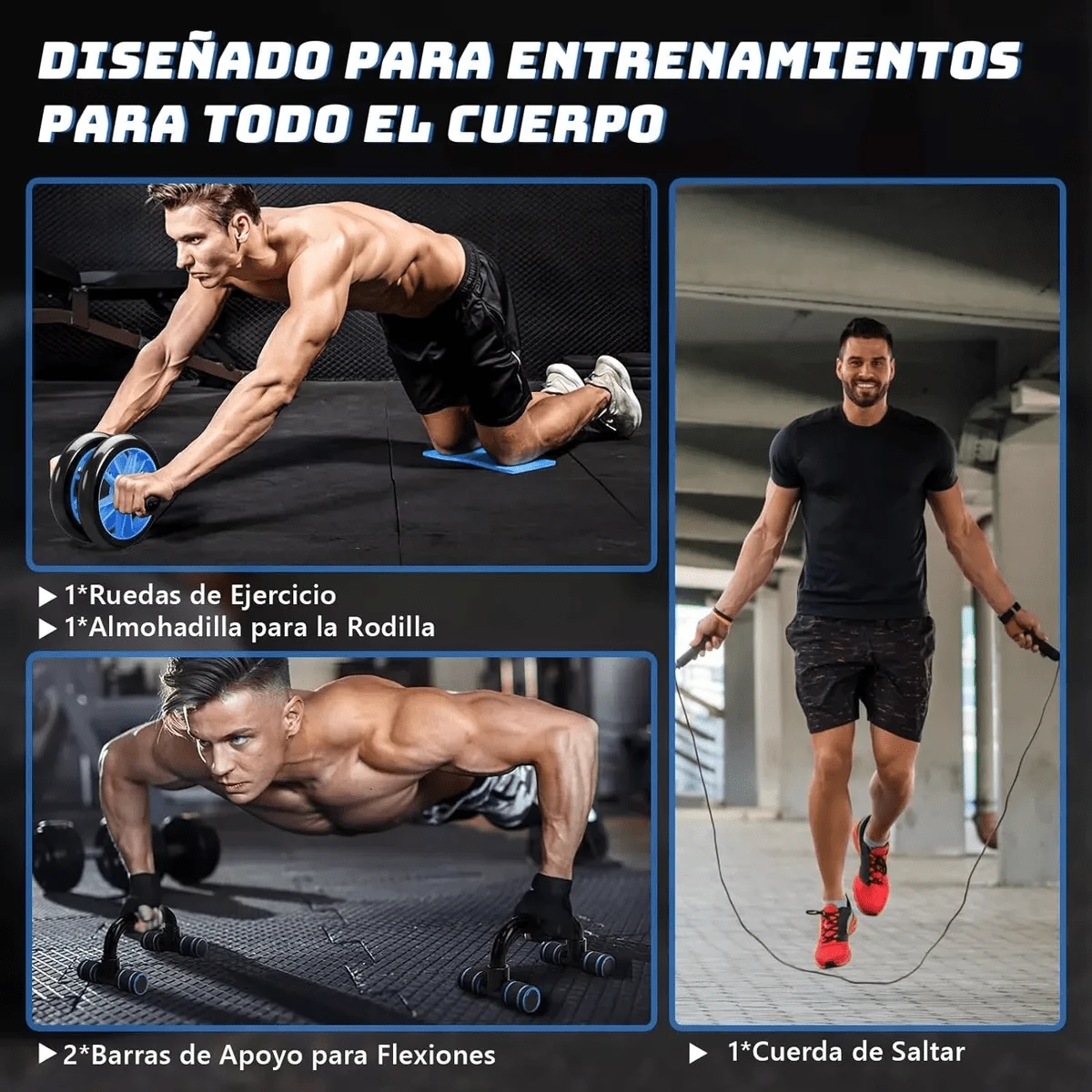 Juego de 12 rodillos abdominales, kit de fitness con rodillo abdominal ...