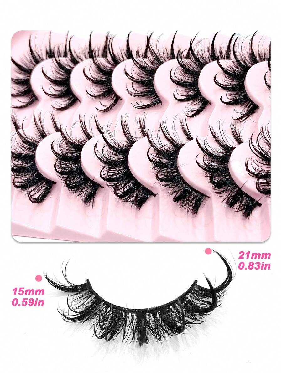 7 Pairs Manga Style Cat Eye Wet Look Lashes Winged Wispy Natural Long ...