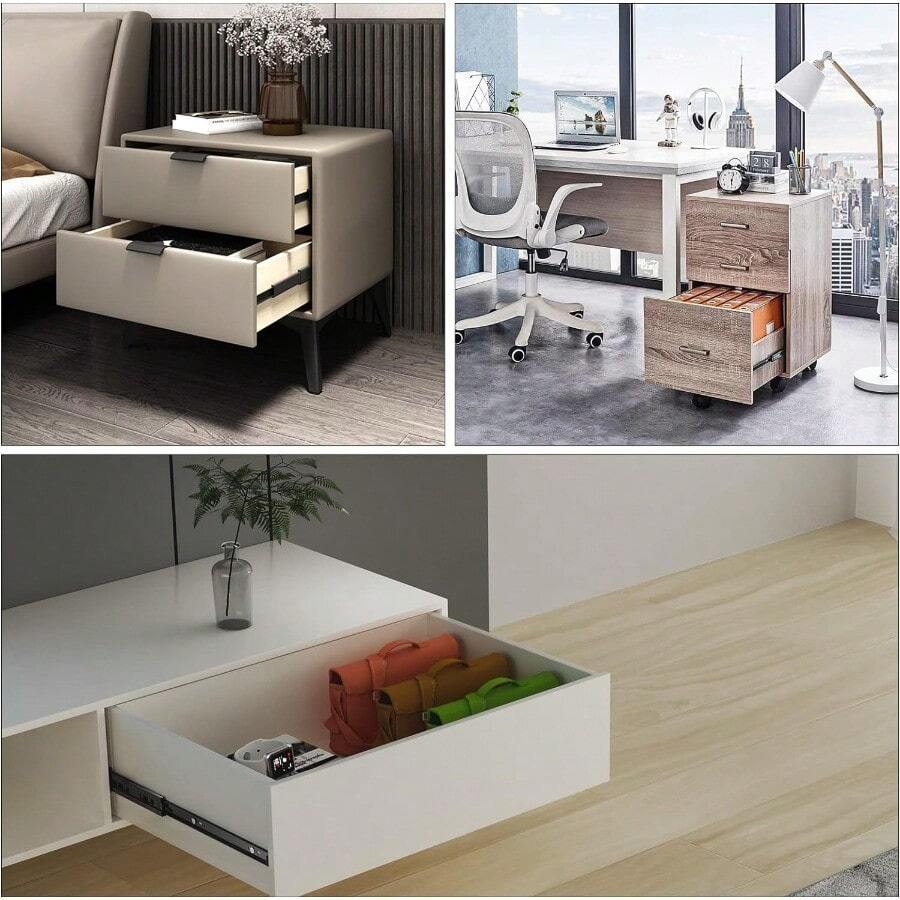 AOLISHENG 5 Pair Drawer Runners Drawer Slides 500mm 45kg Load Capacity ...