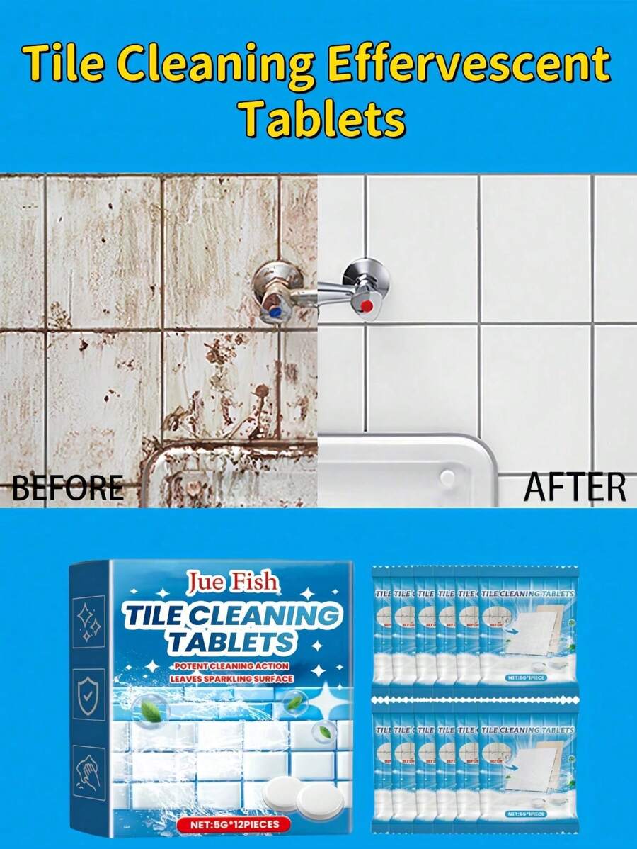 1pc Tile Cleaning Effervescent Tablet Toilet Wash Basin Wall Tile ...