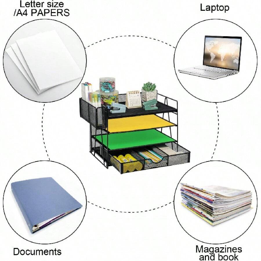 4-Tier Drawer-Type File Sorting Rack, Which Integrates Letter Tray And ...