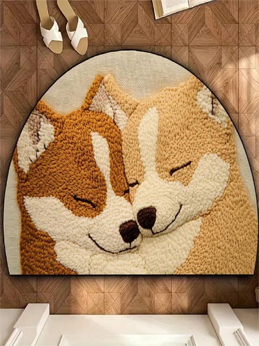1pc Adorable Cuddling Corgis Semi-Circular Door Mat - Anti-Slip ...