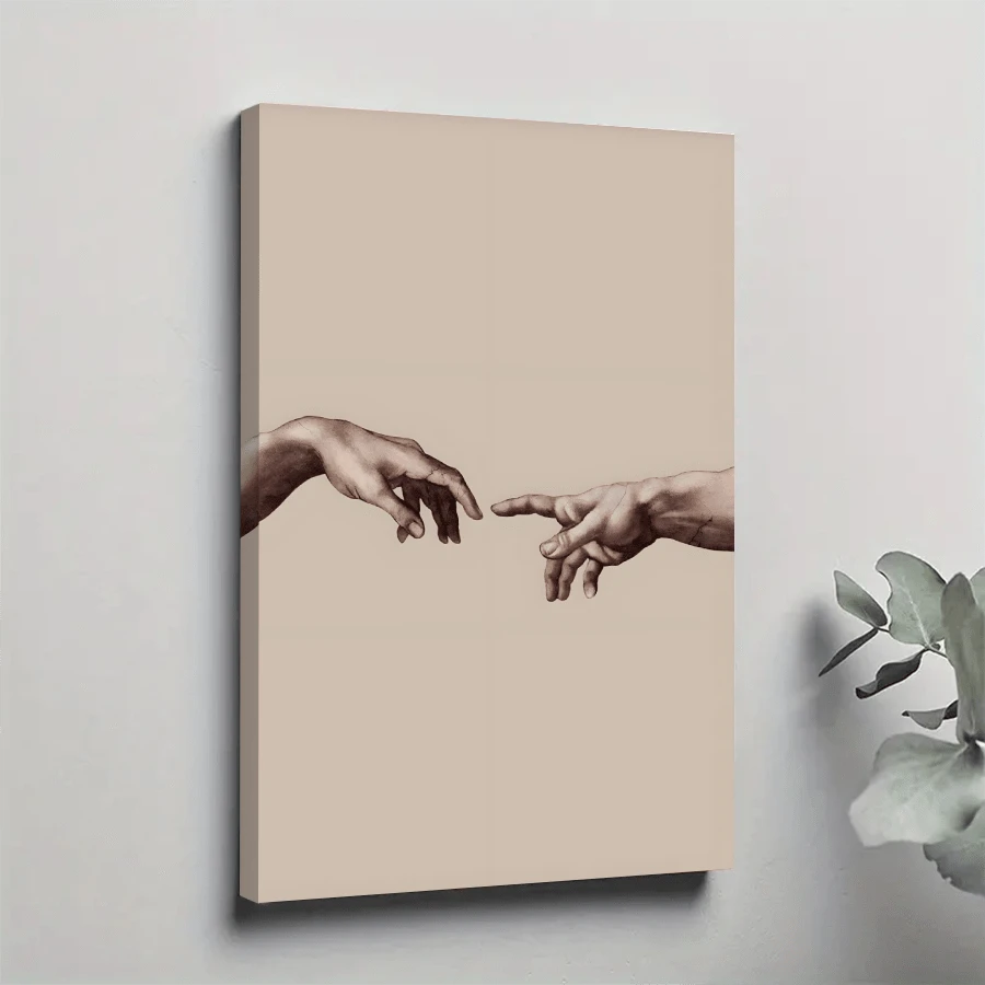 1pc Framed Canvas Poster, The Creation Of Adam Poster Wall Art Canvas ...