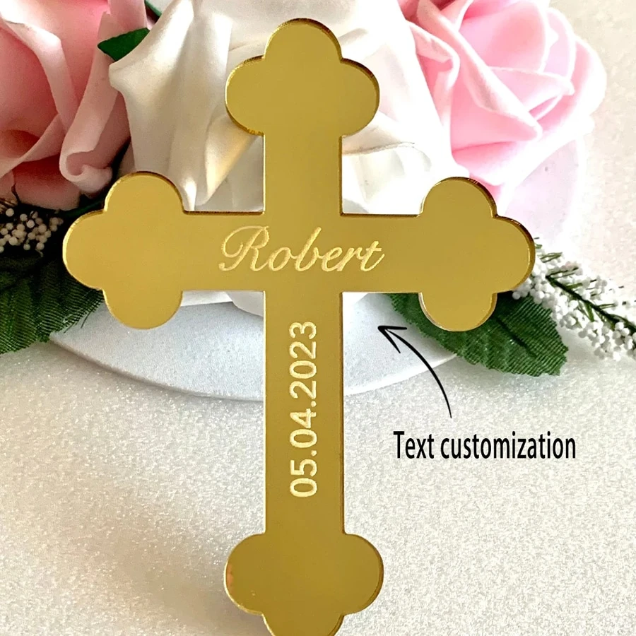 Custom Baptism Name Label, Cross Baptism Label For Gift, Personalized ...