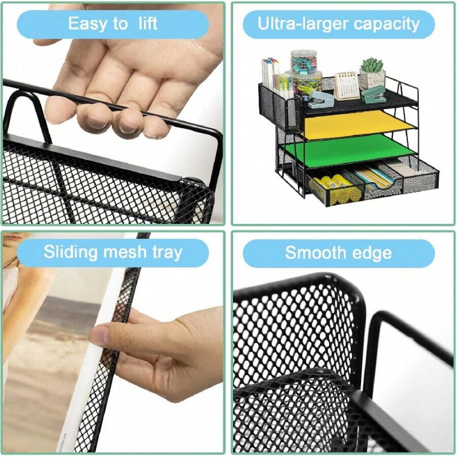 4-Tier Drawer-Type File Sorting Rack, Which Integrates Letter Tray And ...
