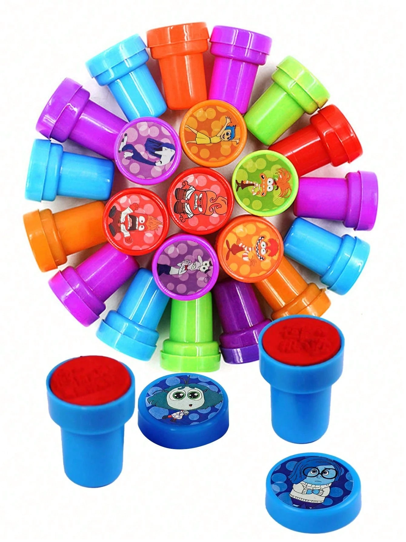 Disney 12Pcs/Set Insides Out Stamp Set Cute Cartoon Joy Fears Anger ...