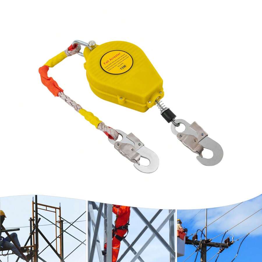 Safety Fall Arrester Double Disc Brake System 49.2ft Rope Work Load 330 ...