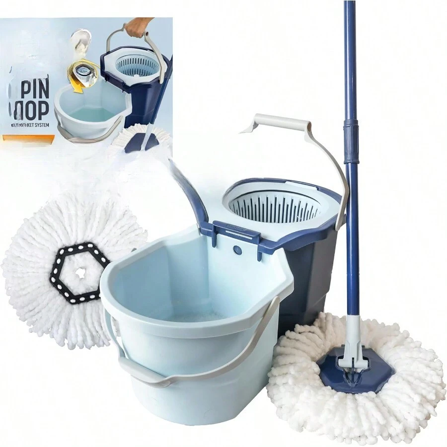 Clean Water Spin Mop System With Extra Mop Head Refill - Two-Bucket ...