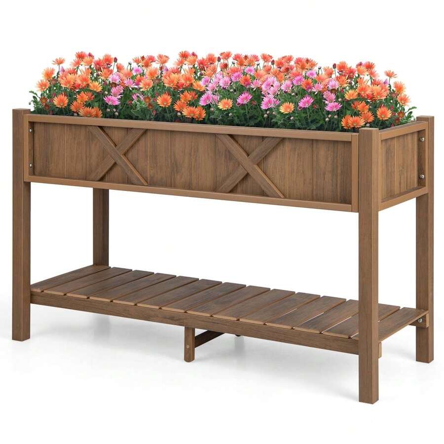 Lifezeal HIPS Raised Garden Bed Poly Wood Elevated Planter Box With ...