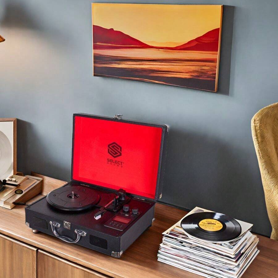 Vinyl Record Player Retro Turntable Portable Bluetooth Rechargeable FM ...