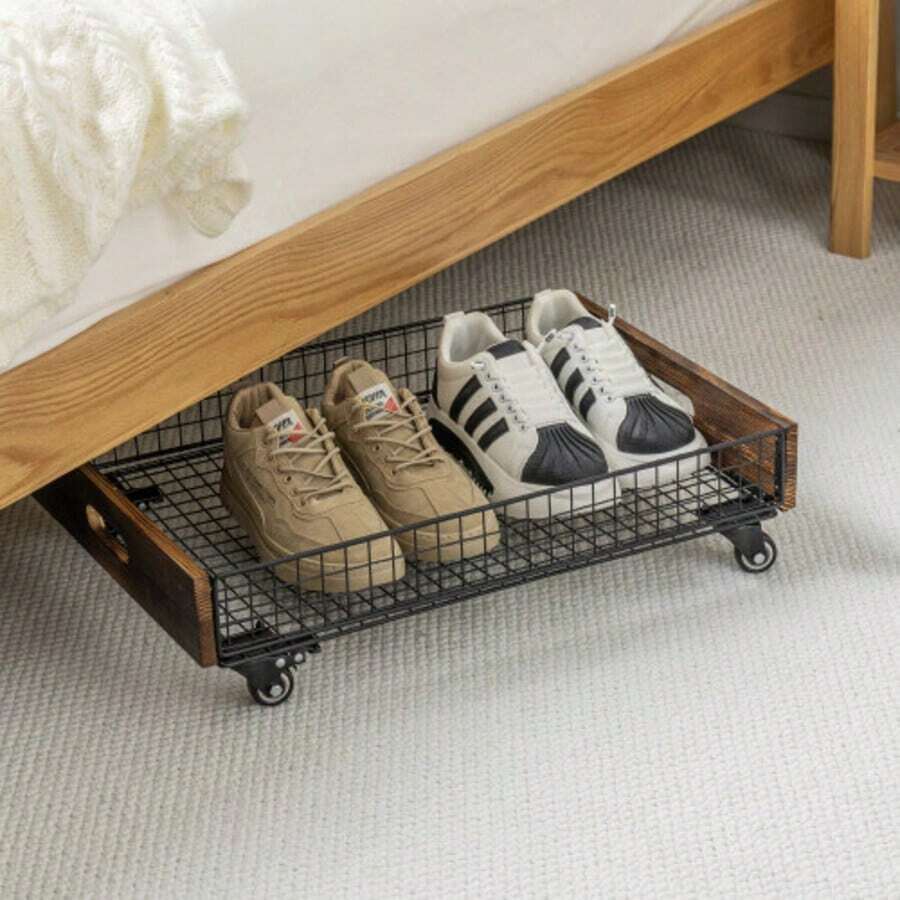 MyGift Under Bed Storage Drawer Cart, 24-Inch Rolling Organizer Bin ...