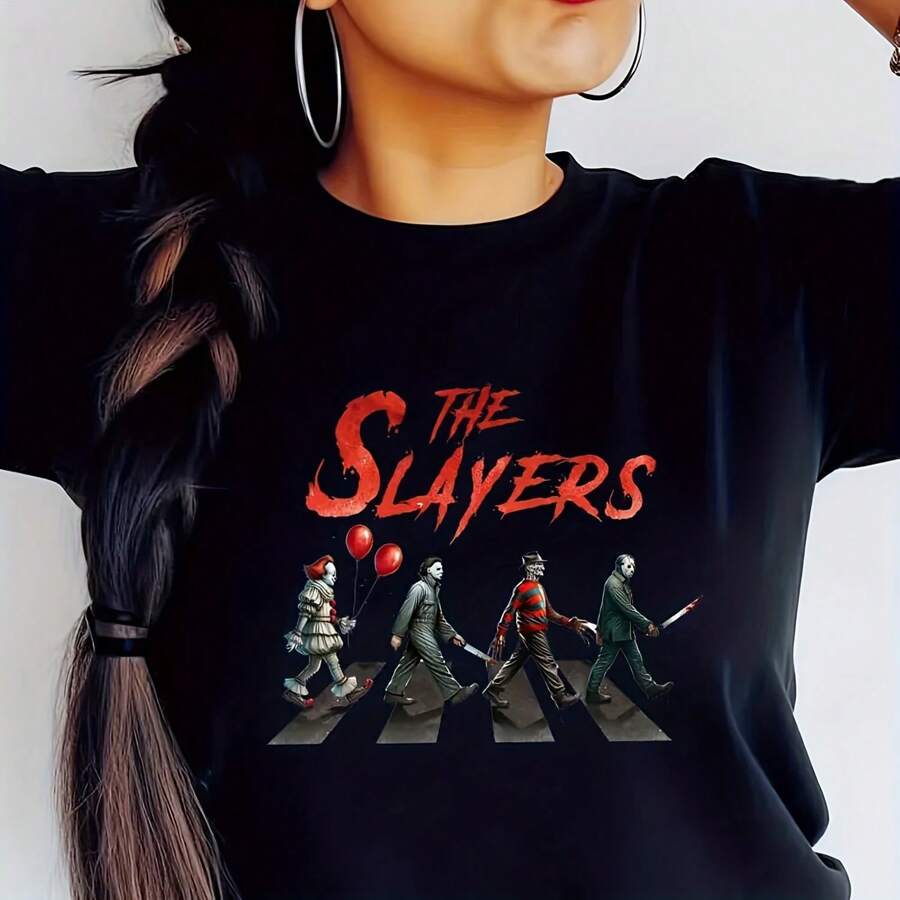 The Slayer Horrorie Cotton T-Shirt,Ie Killers Graphic Tee, Scary ...