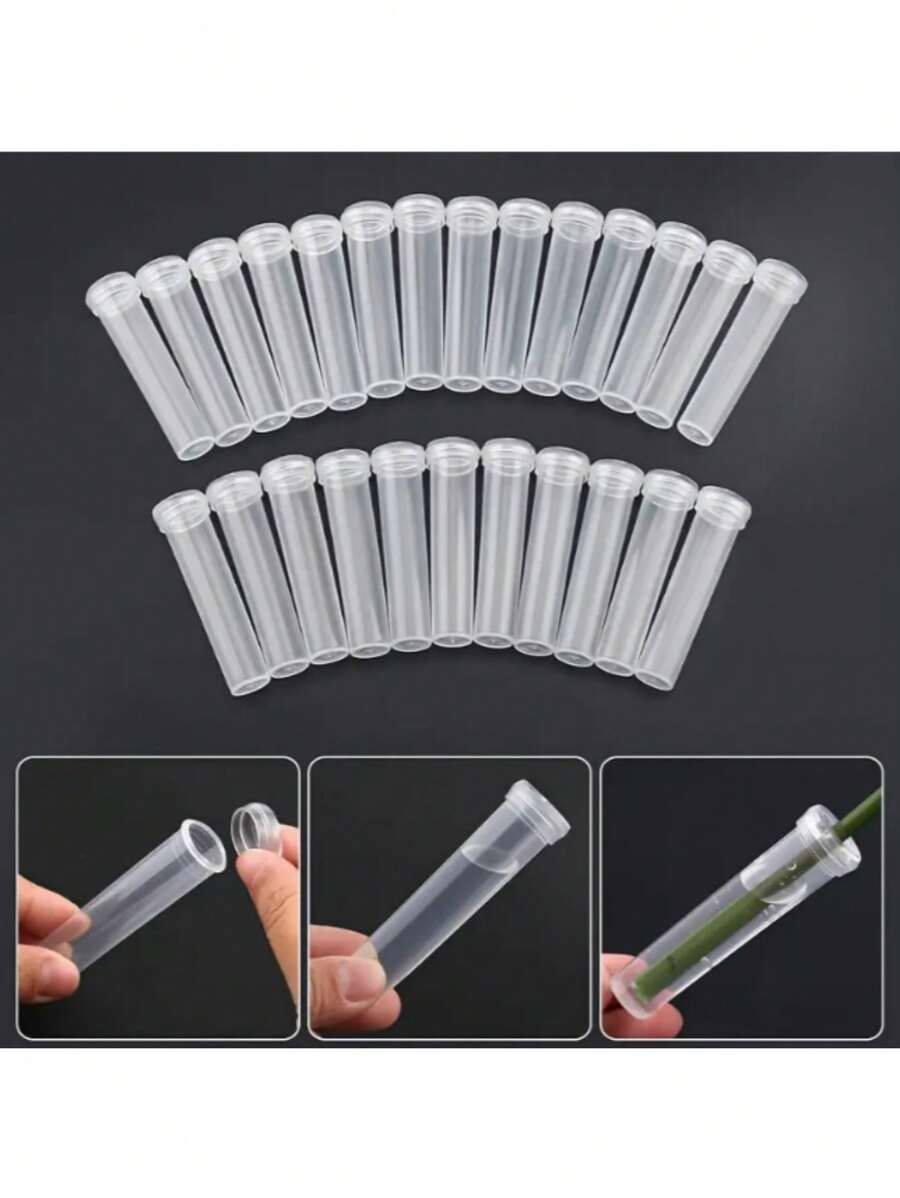 100-Piece Reusable Plastic Floral StemWater Tubes With Silicone Caps ...