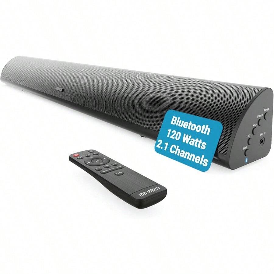 MAJORITY Bluetooth Sound Bar For TV | Built-In Subwoofer | 120 Watts 2. ...