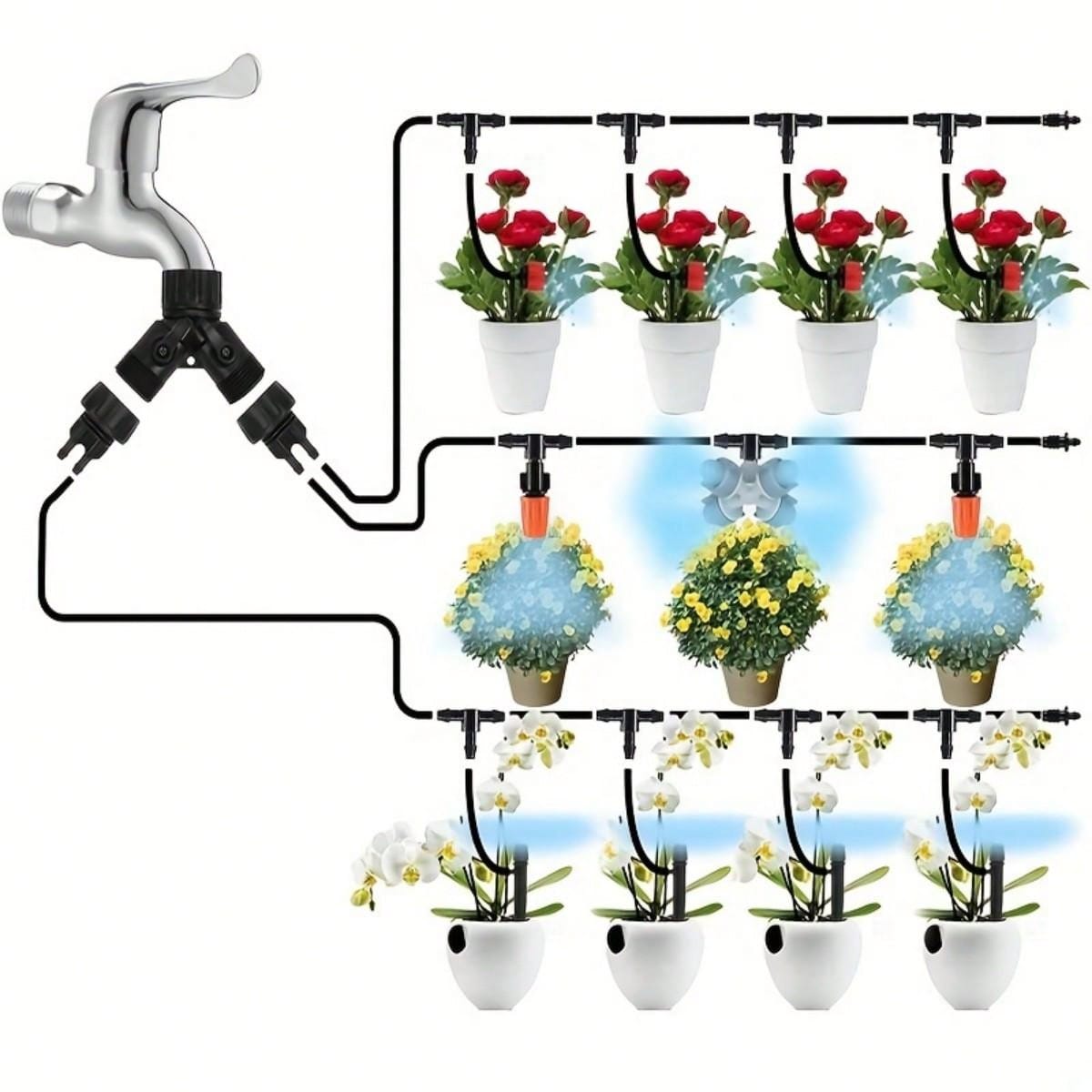 Drip Irrigation Kit, Garden Watering System With Adjustable Emitters ...