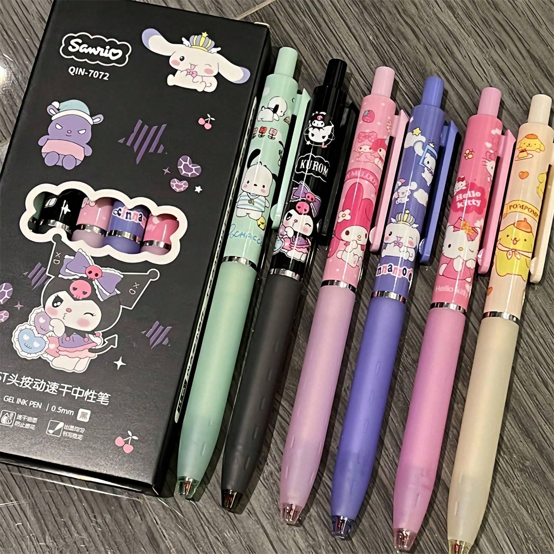 Sanrio 6Pcs Fine Writing Pens - College Ruled, Featherless, For Ages 12 ...