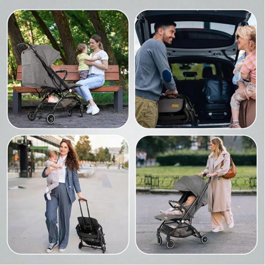 Baby Pushchair Stroller, One-Hand Foldable Compact Baby Pram With ...