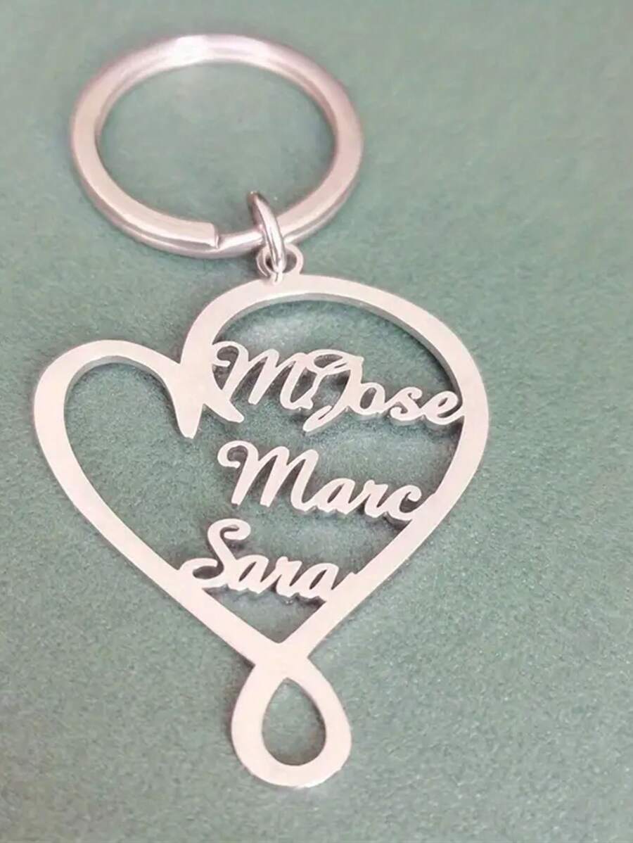 Unusual Stainless Steel Heart-Shaped Keychain, Customizable Name ...