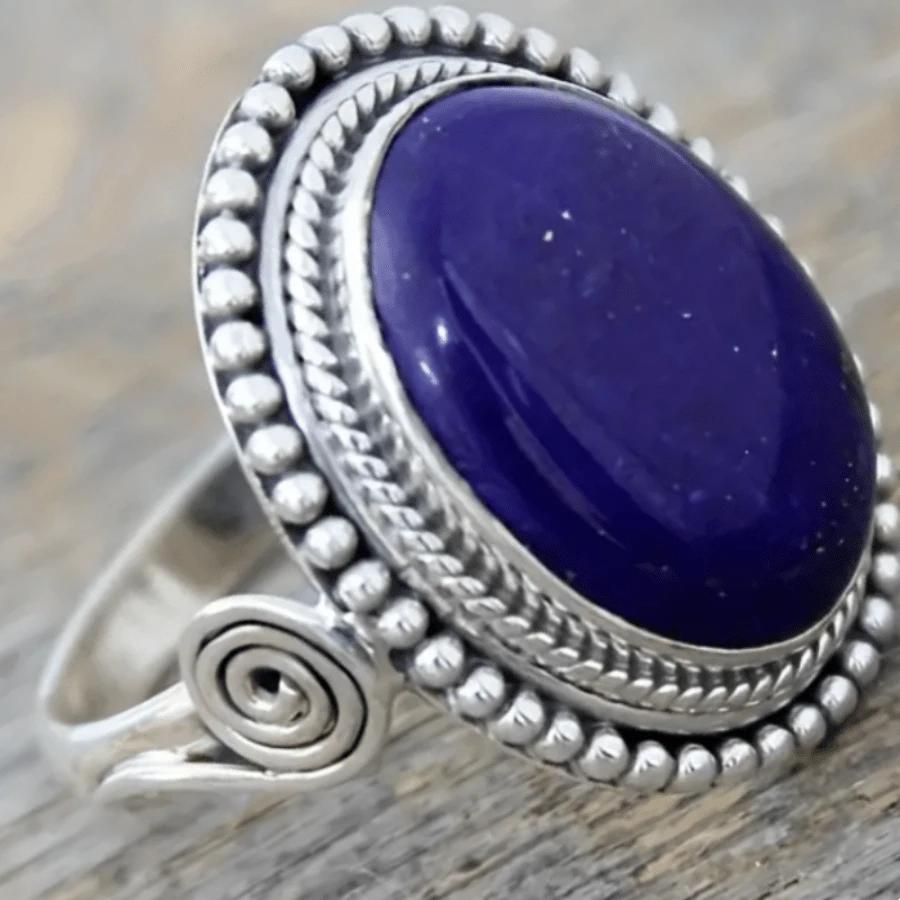 Vintage Ring Inlaid Egg Shape Silver Plated Zirconia Retro Celtic ...