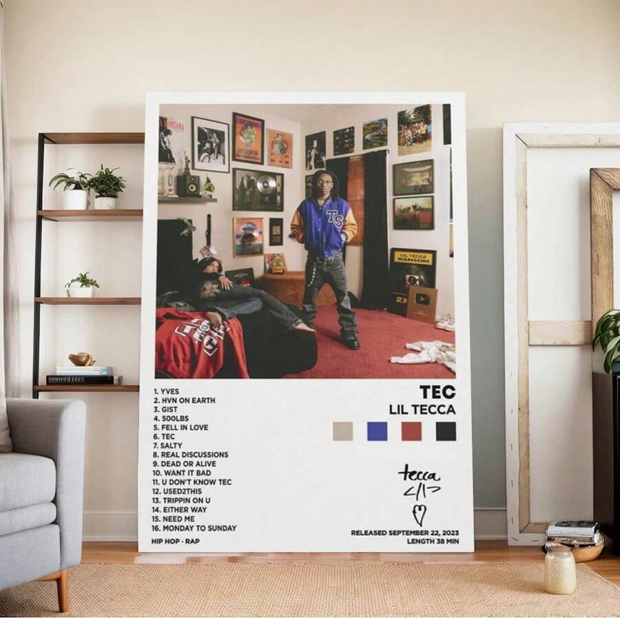 Lil Tecca - TEC Album Cover Canvas Poster Print Music Posters For Room ...