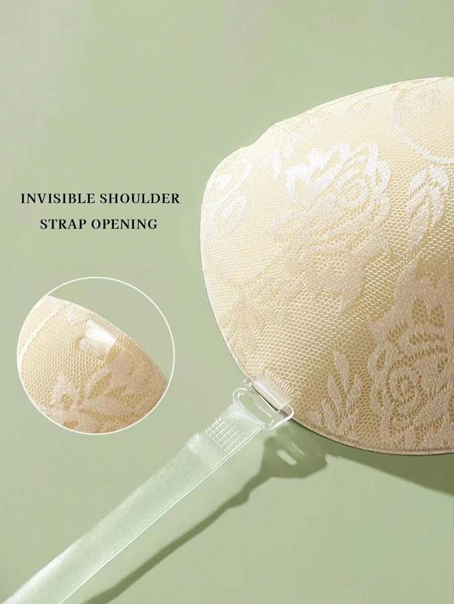 1 pieza Sujetador invisible con efecto push up de encaje con tirantes ...