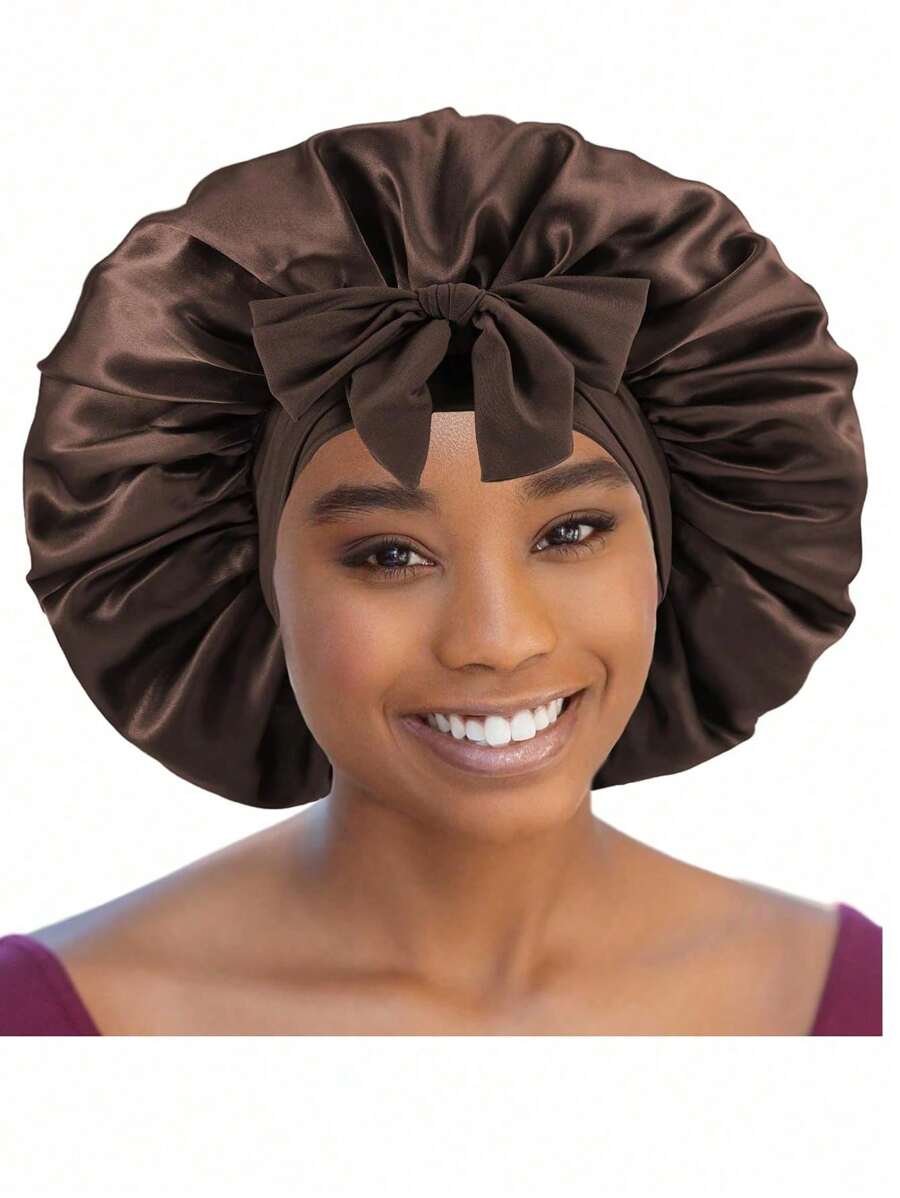 2pcs/SET 1pc Satin Bonnet For Women Tie Band Hair Bonnet For Sleeping ...