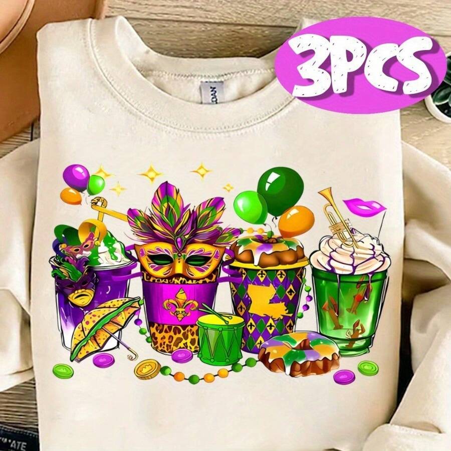 3pcs Maris Heat Transfer Stickers, Designed For Carnival Masks And ...