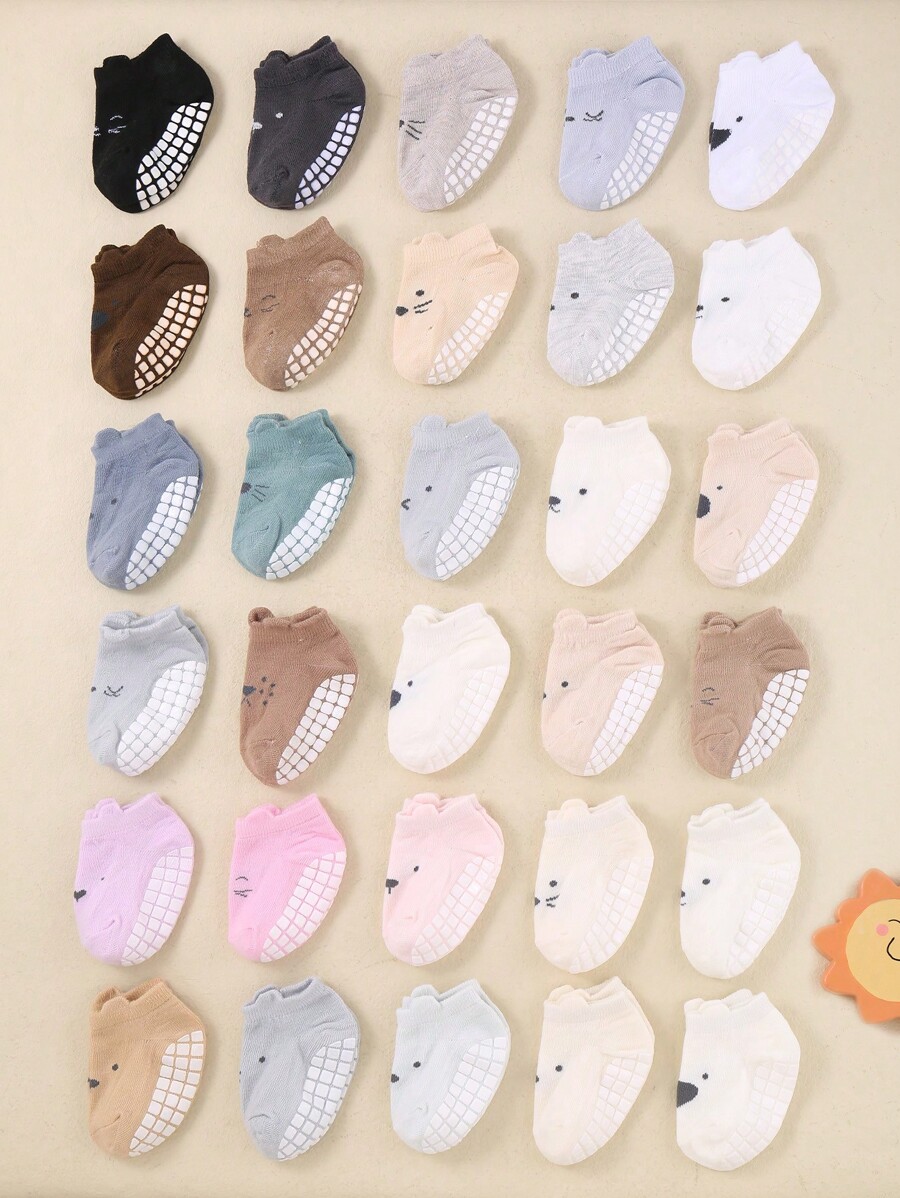 10 Pairs Of Baby Anti-Slip Dot-Coated Socks In Random Colors. The Cute ...