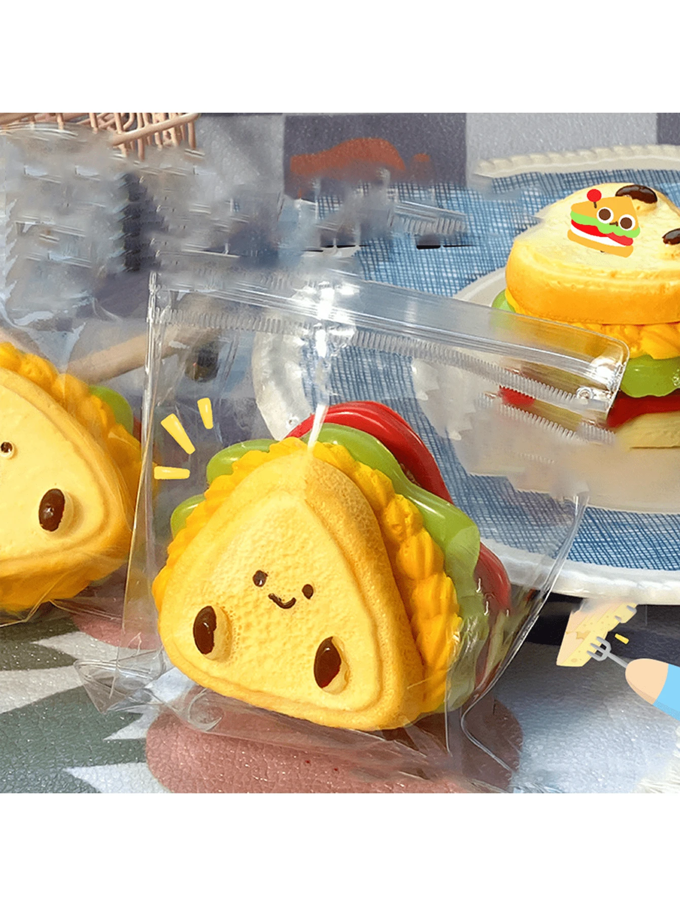 Thick Sandwich Squishy Stress Relief Toy, Multi-Layer Hamburger ...